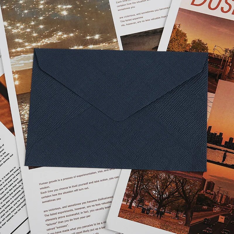 Бумажные конверты, тканый лен, 10 шт Темно-синий, blue