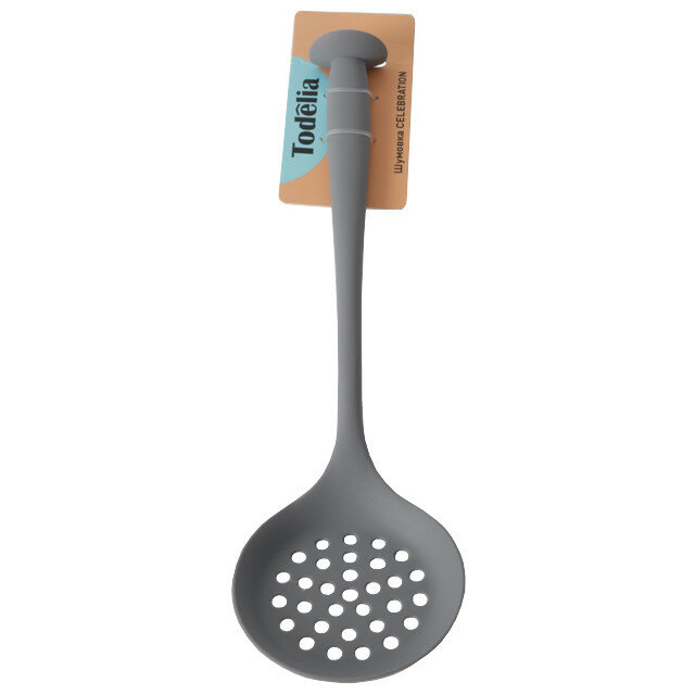 TODELIA Celebration шумовка силиконовая 32 см с присоской для кухни, антипригарная