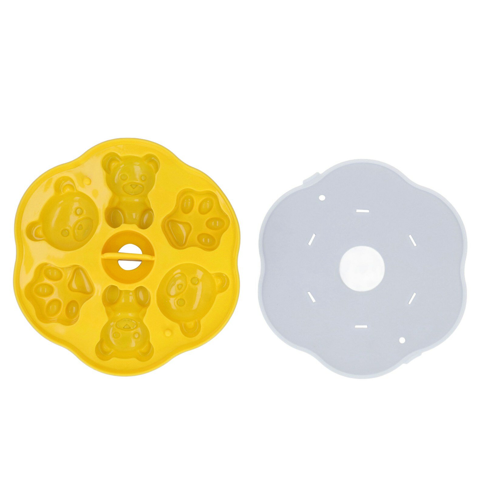 Желтая силиконовая форма для желе, милая форма медведя, приспособление для приготовления мороженого, пудинга, в форме кошачьей лапки, с крышкой, которую легко снять