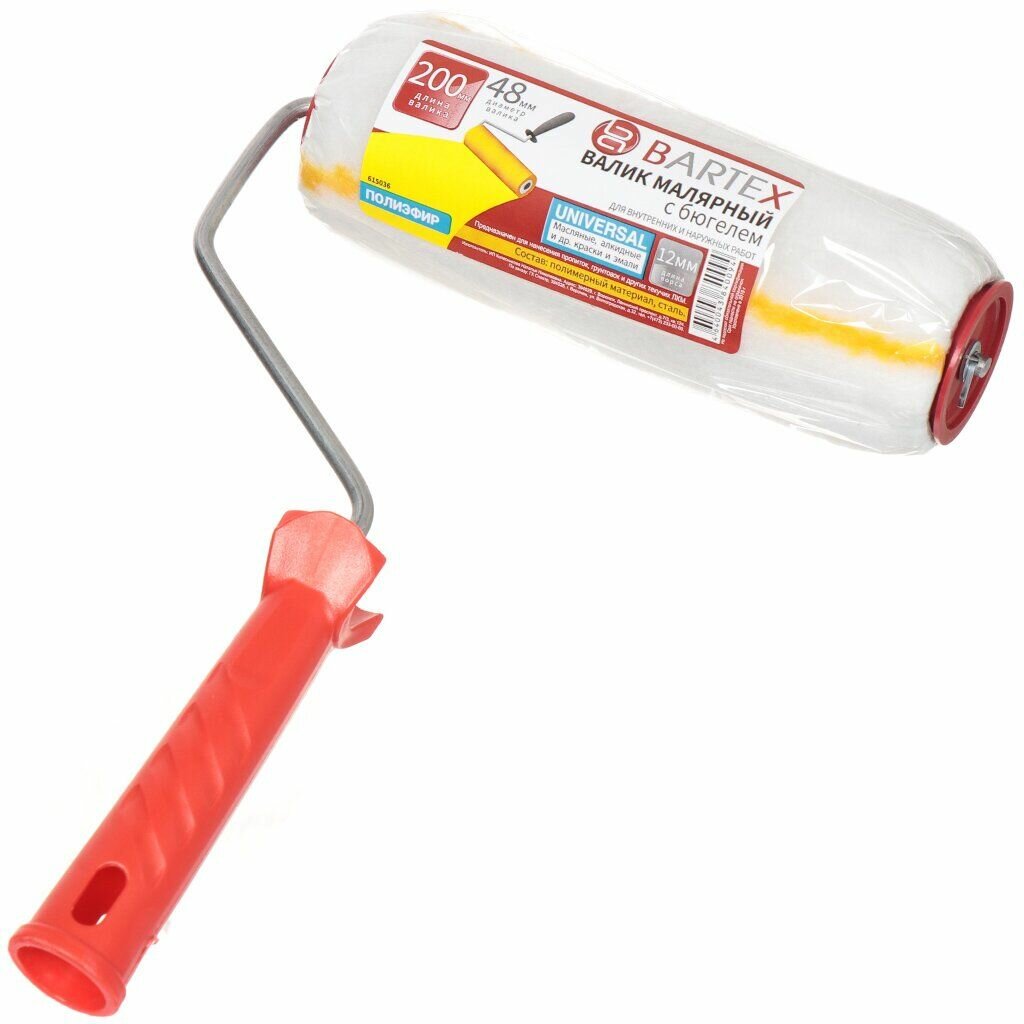 Малярный валик Bartex полиэфирное волокно, 200 мм, с бюгелем