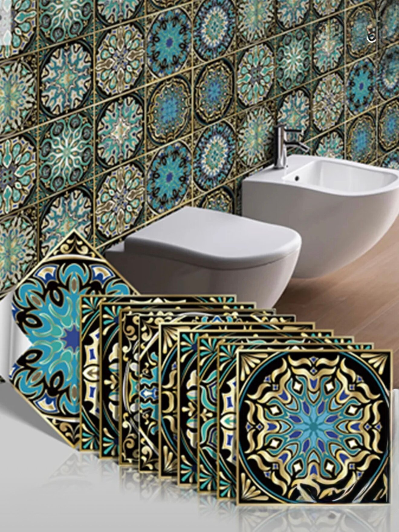 Наклейки на плитку с мандалой, 15*15, 10 штук.