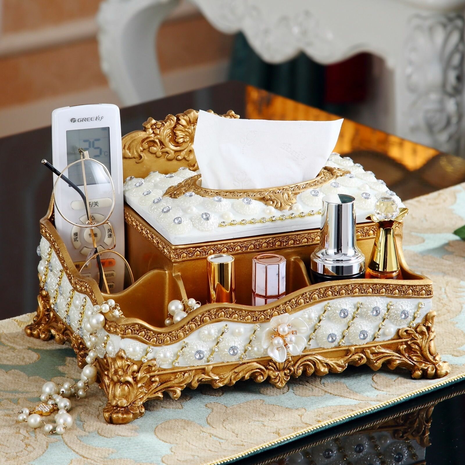 Декоративная коробка для салфеток, коробка для хранения , эпоксидная смола, цветок