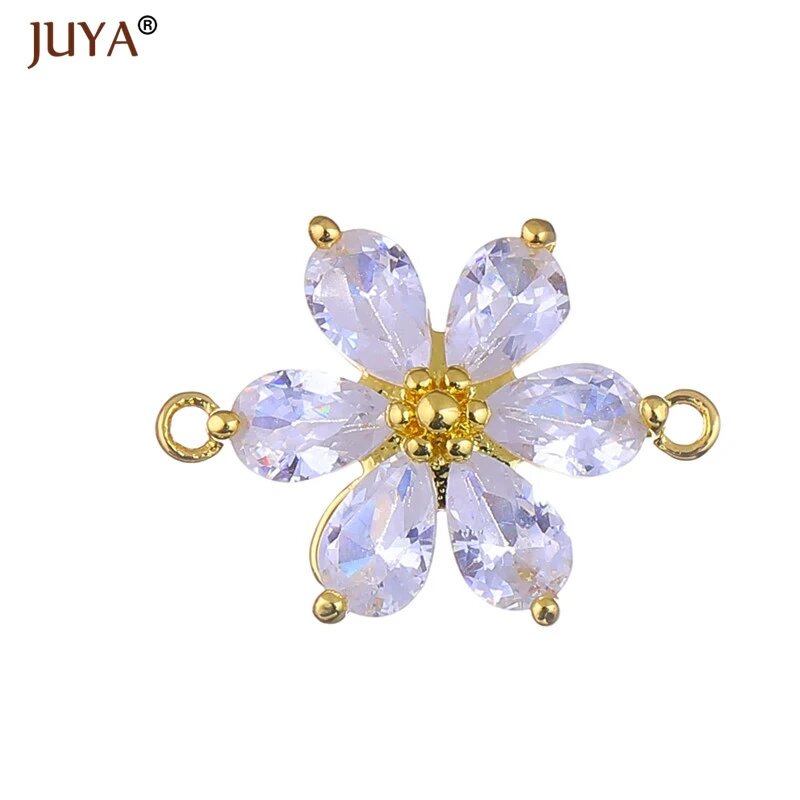 Juya подвески цветы из кубического циркония, Gold, 2 Pieces