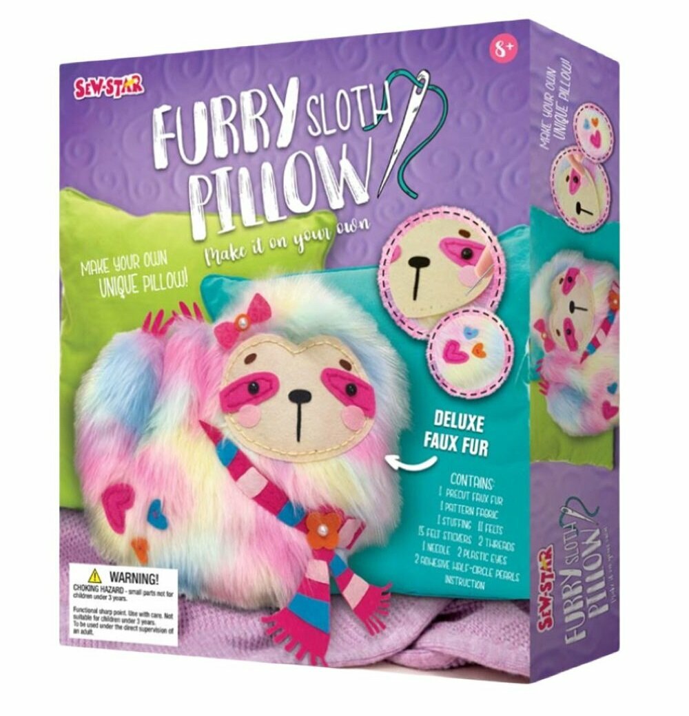 Набор для творчества "Furry Sloth", мягкая подушка-игрушка, для девочек