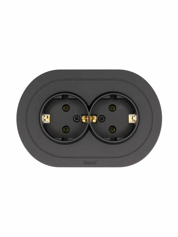 Розетка 2-м СП OSEN с заземл. ПБТ круглая механизм черн. бархат LEZARD 744-4200-127B