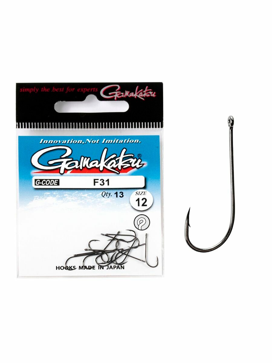 Крючки Gamakatsu F31 NEW LABEL HOOKS BLACK размер 12 (упк.13шт.)