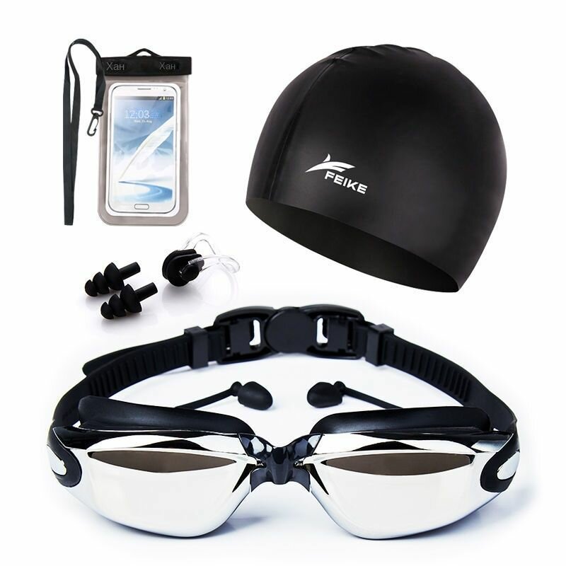 Плавательные очки с диоптриями, очки для близорукости,-6.00, черный