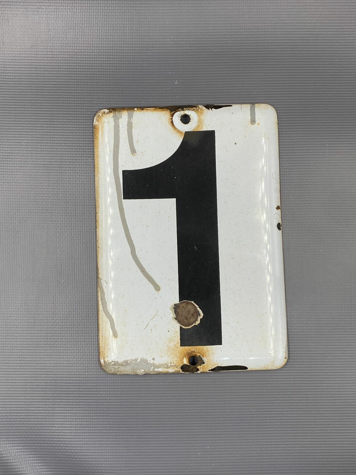 Панно винтажное-Табличка уличная Цифра 1 Размер 14х20 см Горячая Эмаль! Металл! Редкость!