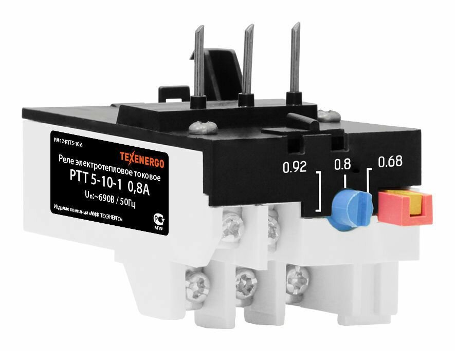 Реле эл. тепловое токовое РТТ 5-10 -1 0,8А (0.68А-0.92А) Техэнерго PM12-RTT5-10.6