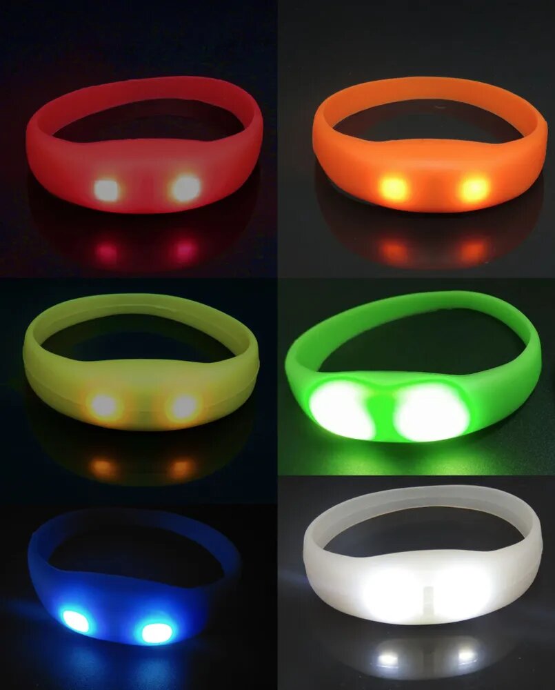 5 шт/лот. Браслет светящийся для вечеринки LED силиконовый для детей и взрослых цвет случайный.