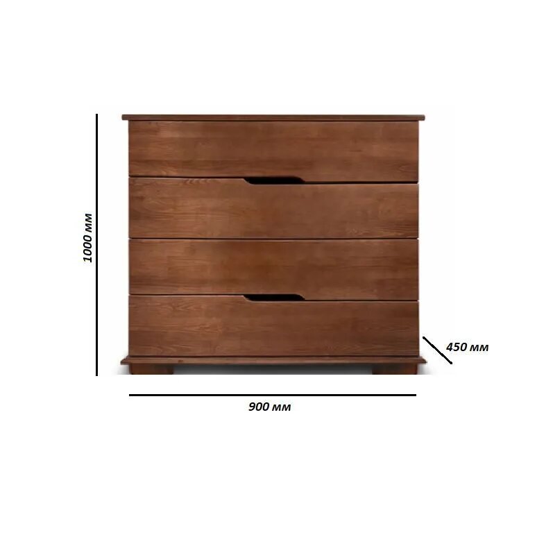 Комод Ютта рианна из массива сосны 90х45х100 см Дуб 2, 4 ящика