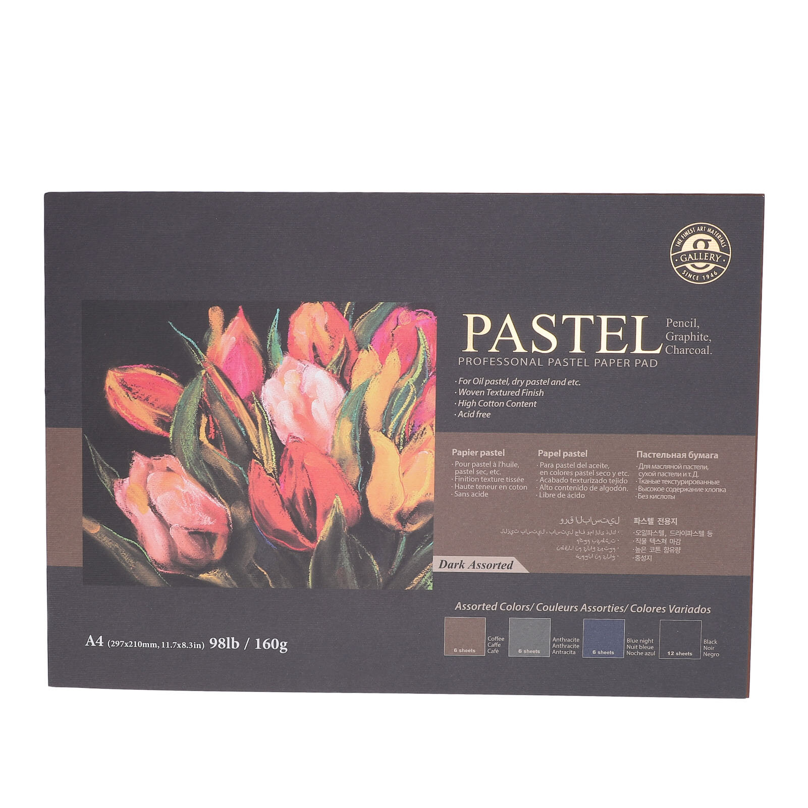 30 листов пастельной бумаги формата А4 с текстурной поверхностью для масляной и сухой пастели, темна