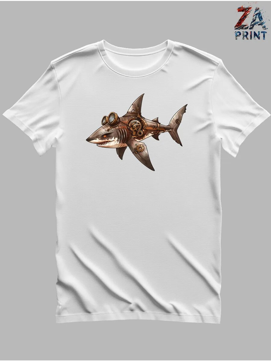 Футболка киберпанк акула