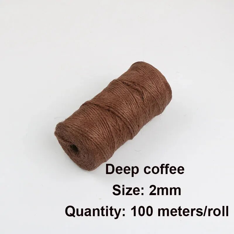 Красочный джутовый шпагат 100 м Коричневый, DeepCoffee