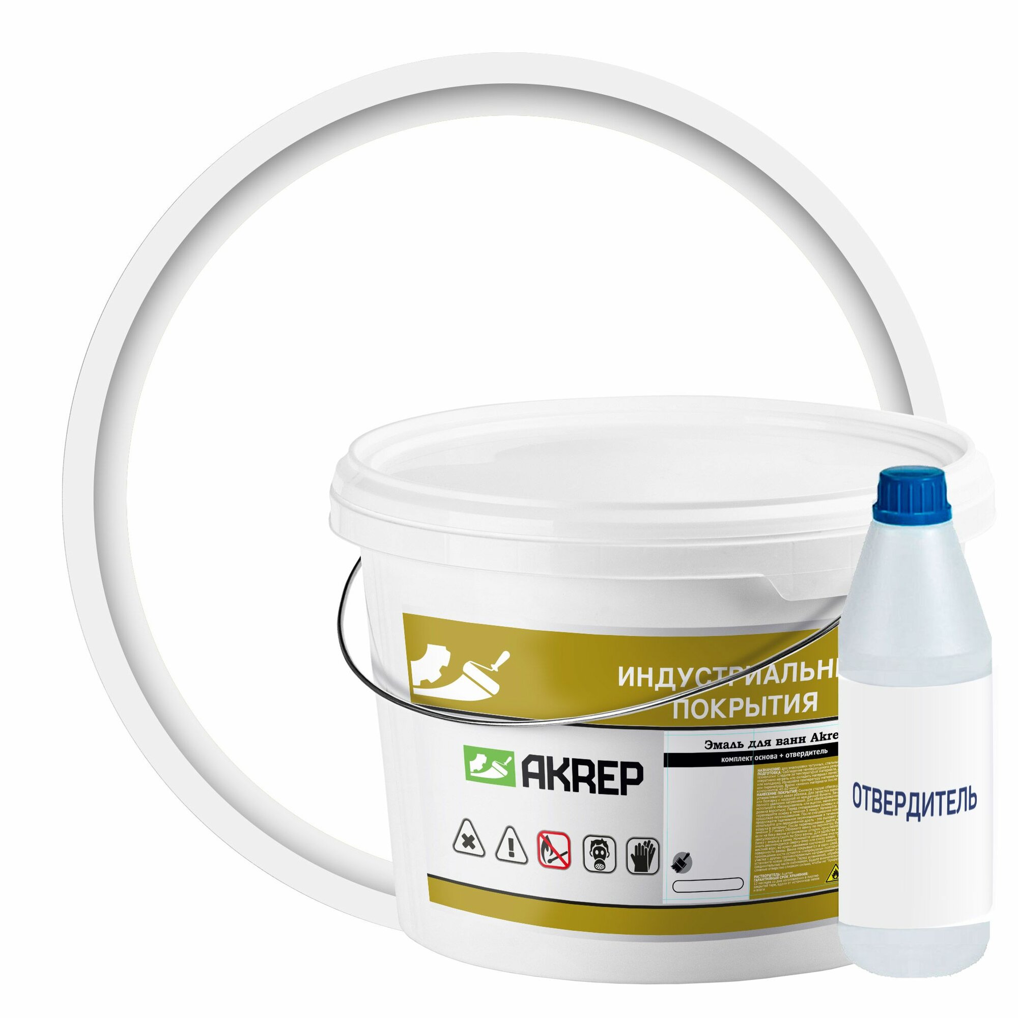 Жидкий акрил для ванн эмаль Мицар Акрэп набор для реставрации ванн 2,42кг+0,48кг