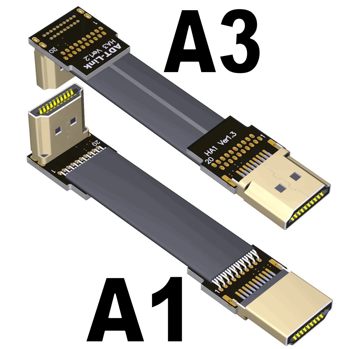 ADTLink HDMI 2.0 A-A кабель, 20cm, A1-A3