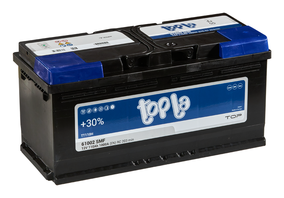 Автомобильный аккумулятор Topla ТОР 110 А. ч 1000A (394x175x190) 61002, 108210