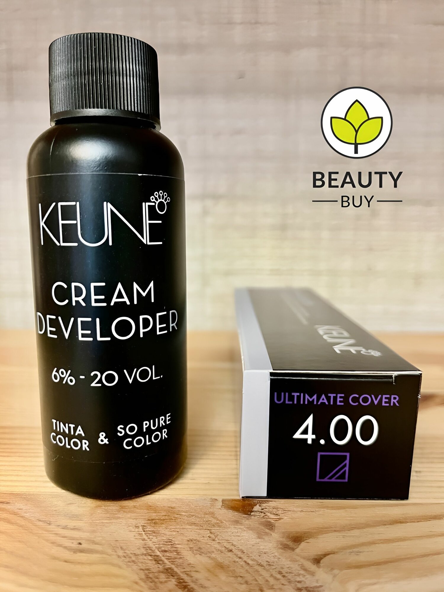 Keune Tinta Color #4.00 + 6% Краска для волос стойкая с покрытием седины Средний шатен Натуральный + 6% проявитель по 60 мл
