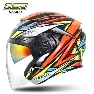 Женский мотоциклетный шлем GSB 263 с половиной лица — двойной объектив и ударопрочный Capacete с защитой от ультрафиолета, Casco для Dukadi
