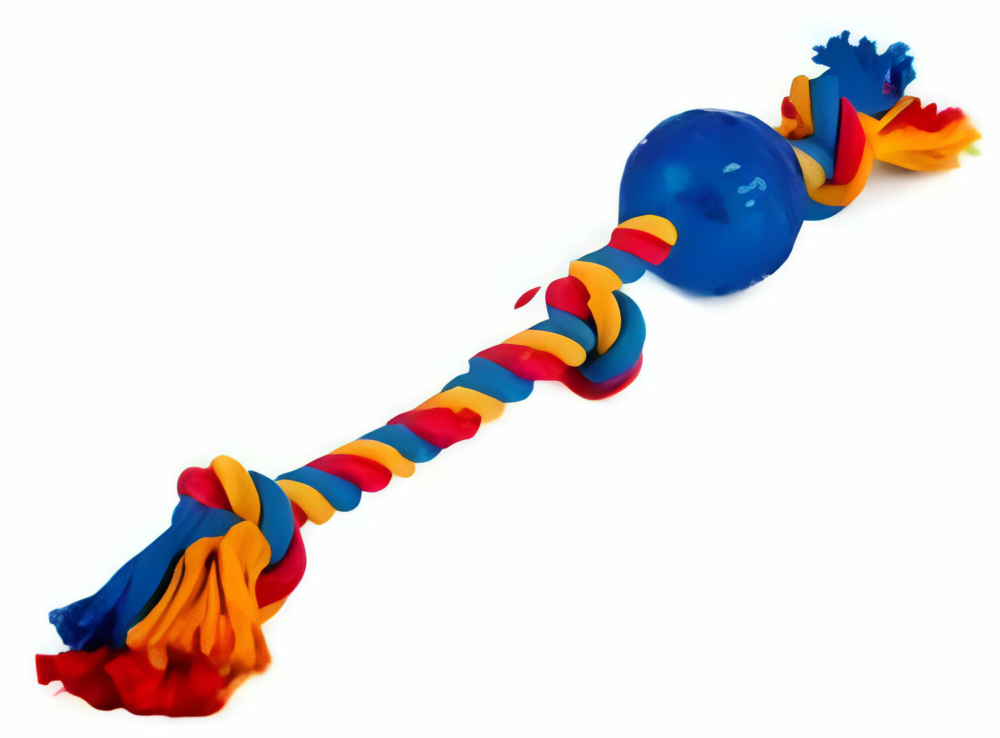 Игрушка для собак HOMEPET мяч на канате, разноцветная, 8x50 см