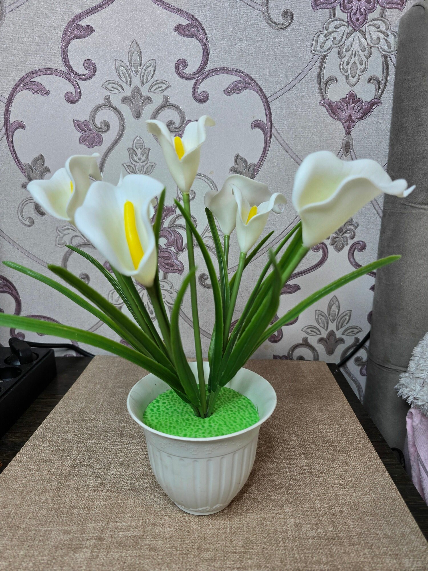 Искусственные Цветы Holodilova Калла, в Горшке, Белые, Цветущее Растение