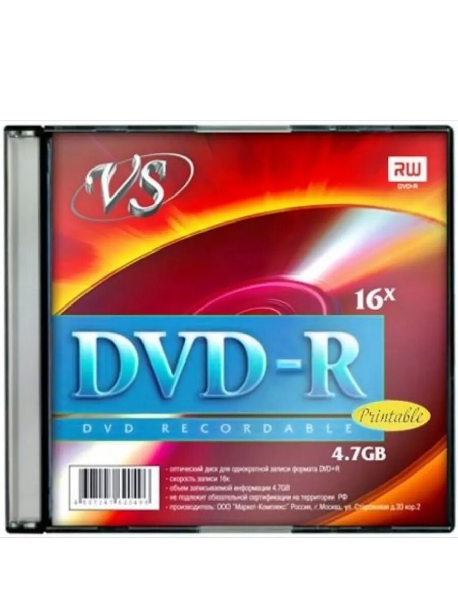 Диски для записи DVD-R 4.7 Gb 16x 5шт VSDVDRIPSL501