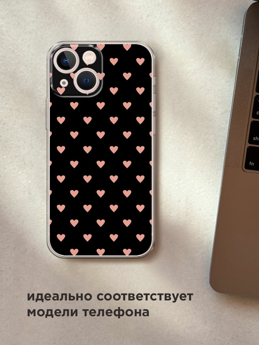 Чехол на Apple iPhone 13 mini / Айфон 13 мини с принтом "Розовые сердечки" — фото 1