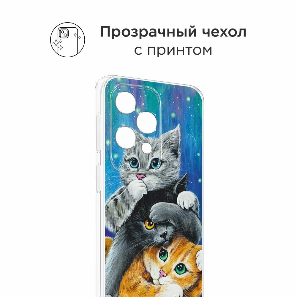 Чехол на Xiaomi Redmi Note 11E Pro / Сяоми Редми Нот 11E Pro Про с принтом "Три кота рисунок" — фото 1