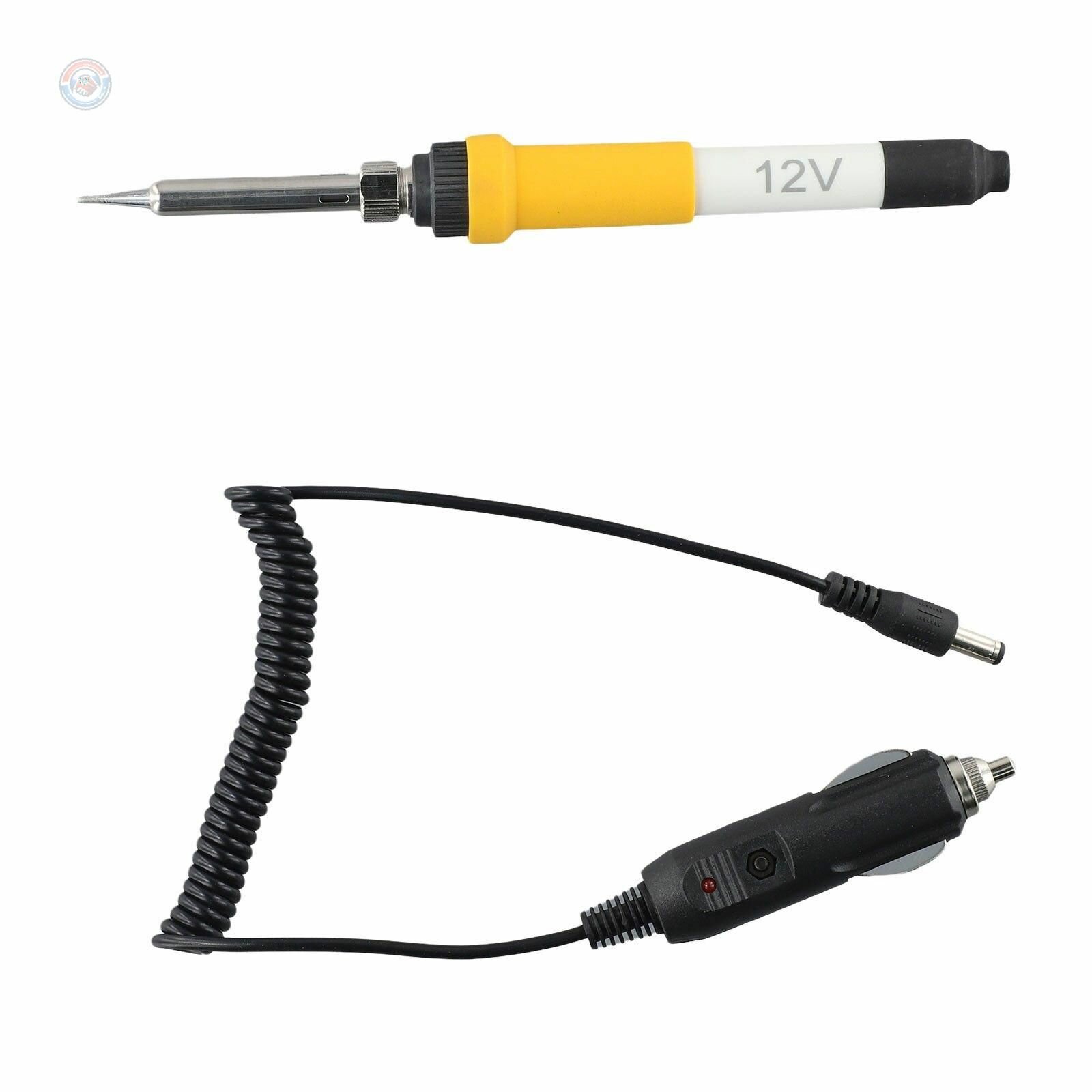 Автомобильный паяльник 12V 60W с керамическим нагревом, компактный инструмент для ремонта проводки и пайки в дороге, силиконовая ручка и зажим питания в комплекте