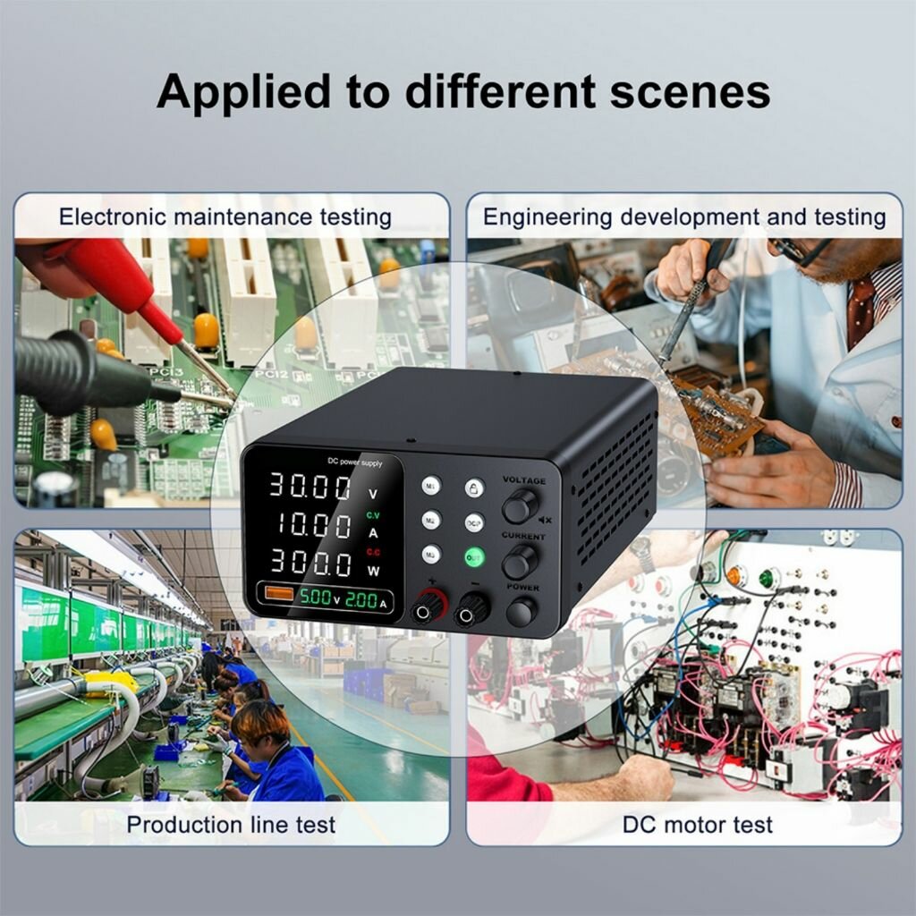 Кабель-переходник,4-значный цифровой регулируемый стабилизированный DC импульсный источник питания с энкодером и функцией блокировки, европейская версия - белый - 30V10A, 1 комплект