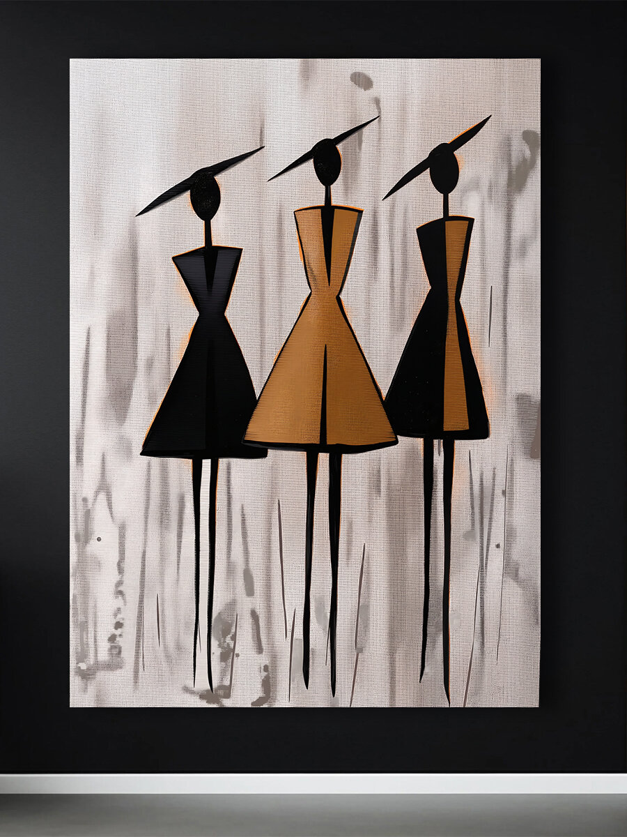 Картина интерьерная - "Абстрактные люди, силуэты" , 40х60 см.