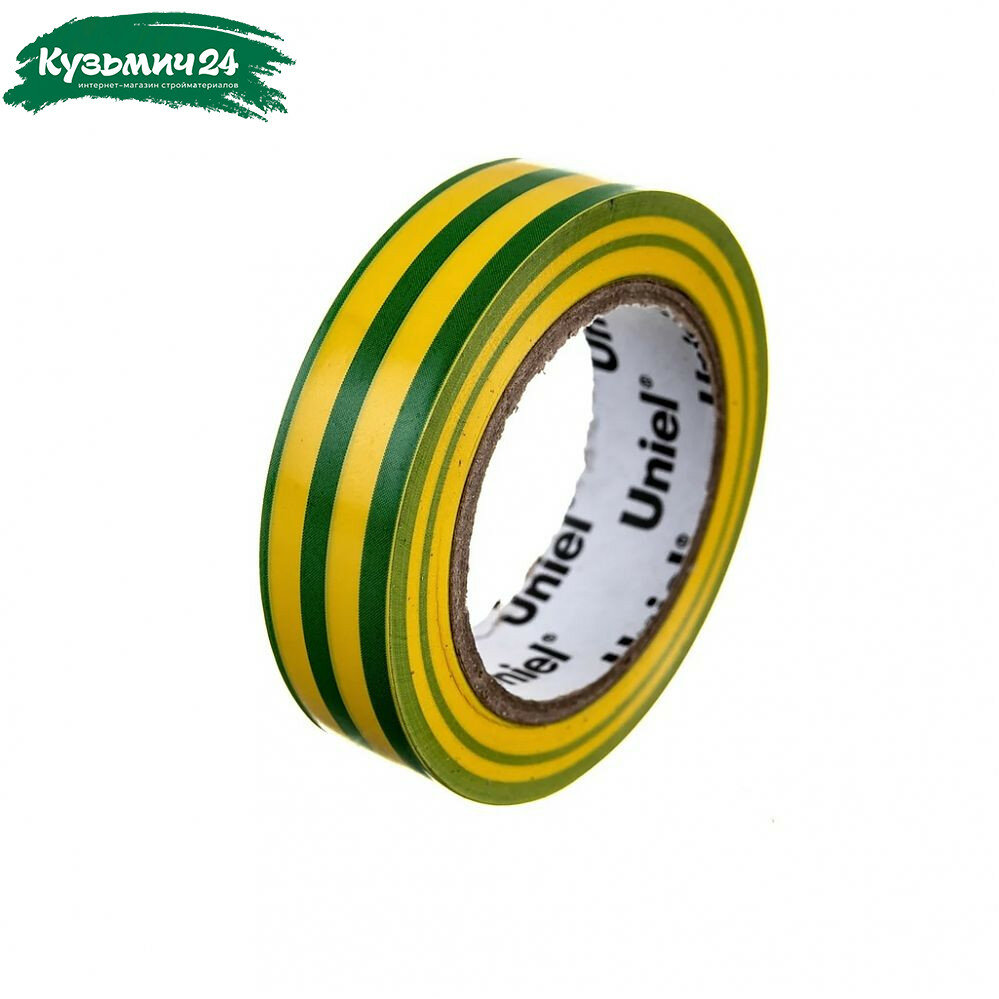 Лента изоляционная Uniel UIT-135P, сопротивление до 6000 В, гибкая, желтый с зеленым, 10 м