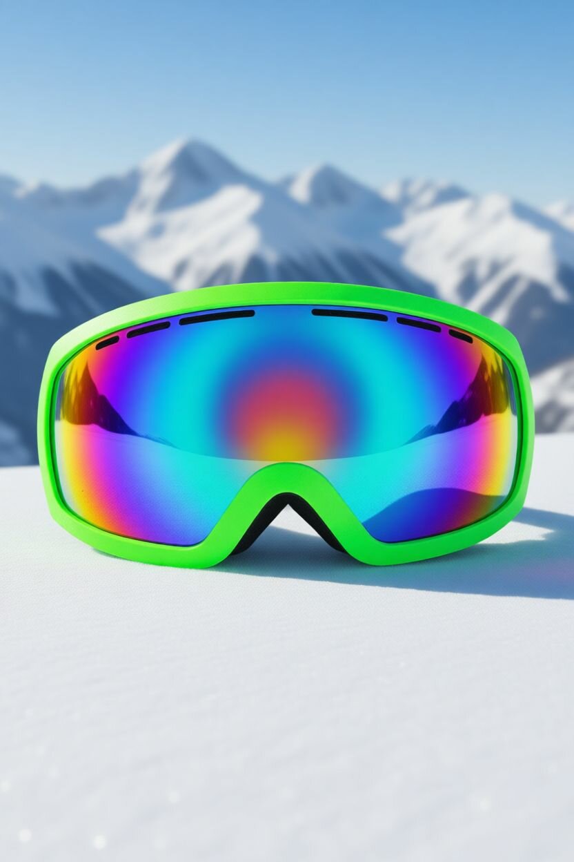 Маска горнолыжная, защитная, очки горнолыжные, защитные FORCELAB, зеленый