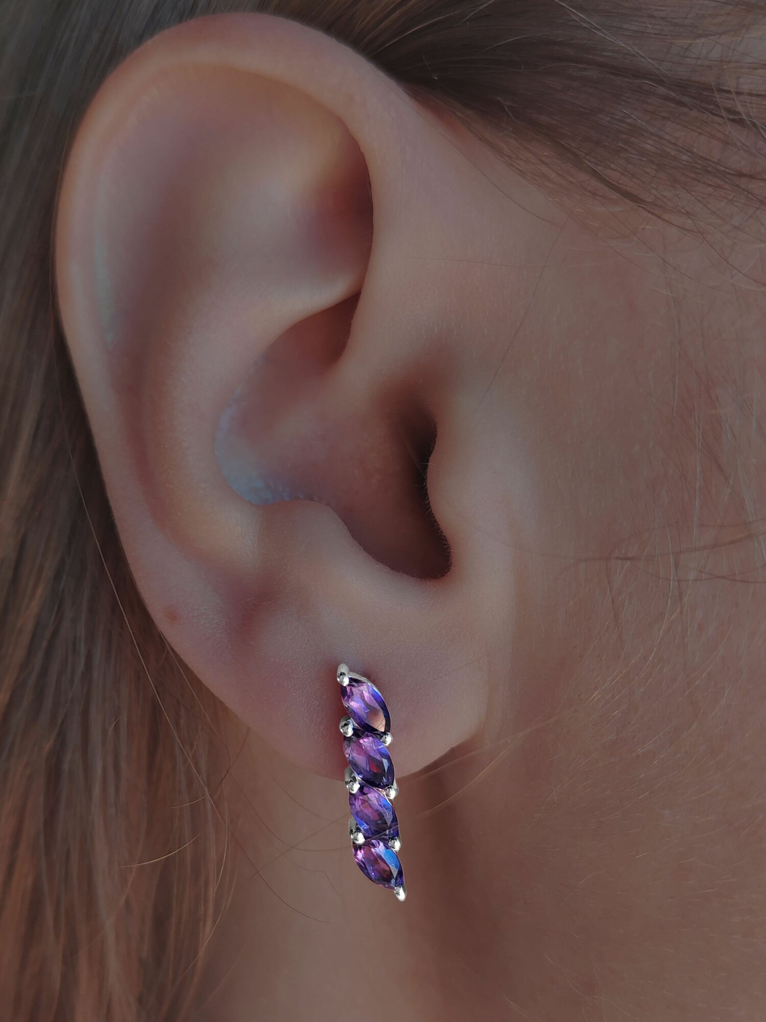 Серьги, серебро, 925 проба, родирование, аметист