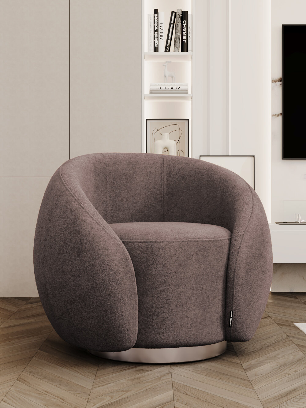 Кресло мягкое в современном стиле ROTONDO на поворотном основании 360