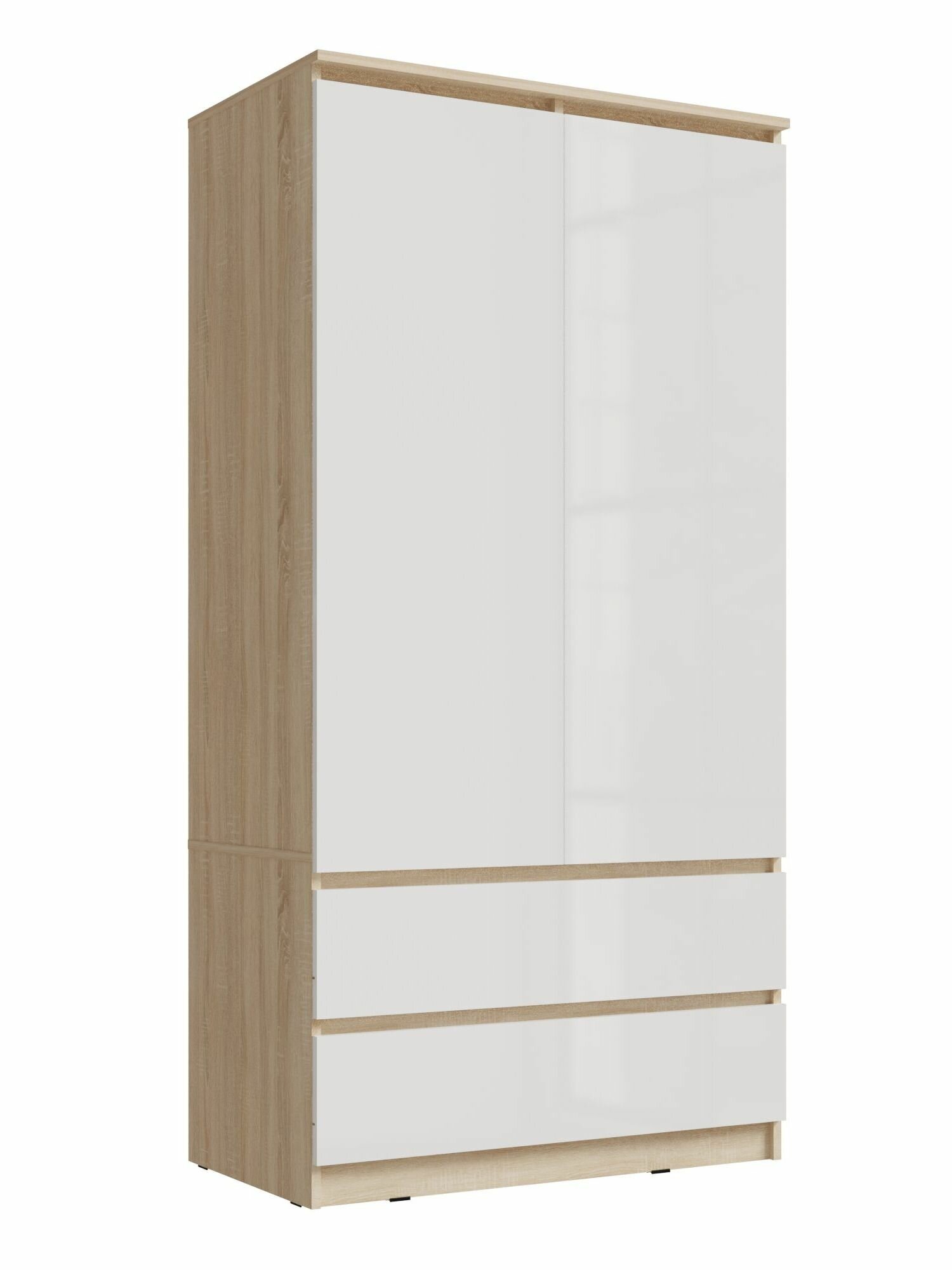 Шкаф Челси 902х1796х514 (Белый глянец холодный/ дуб сонома) МИФ