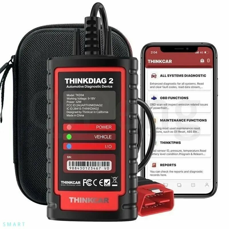 Автосканер x431 THINKDIAG 2 + IMMO, 600+ марок, 45 специальных функций, кодирование, адаптации, тесты механизмов