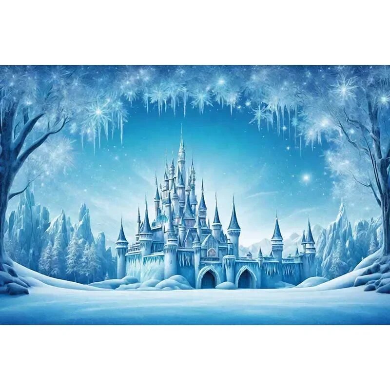 Девушки «Холодное сердце» украшение для дня рождения фон замок принцессы синий занавес фон для фотозоны персонализированный реквизит для фотосъемки