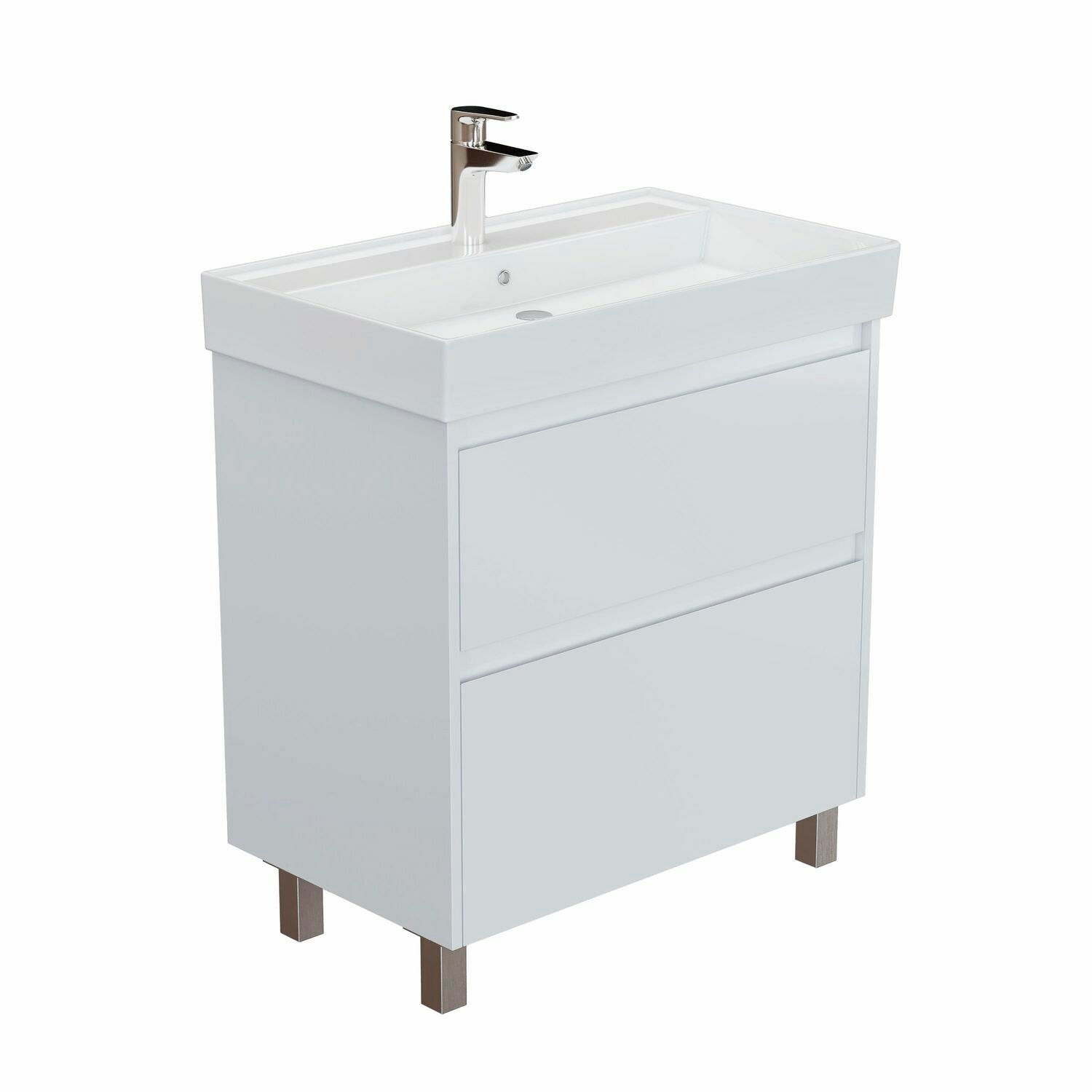 Тумба с раковиной Aquanet Nova Lite 2.0 75 напольная цв. белый глянец