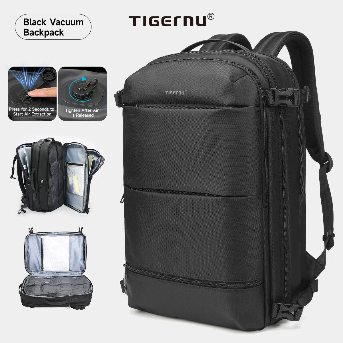 Tigernu Black Vacuum Backpack, рюкзак для ноутбука 17"