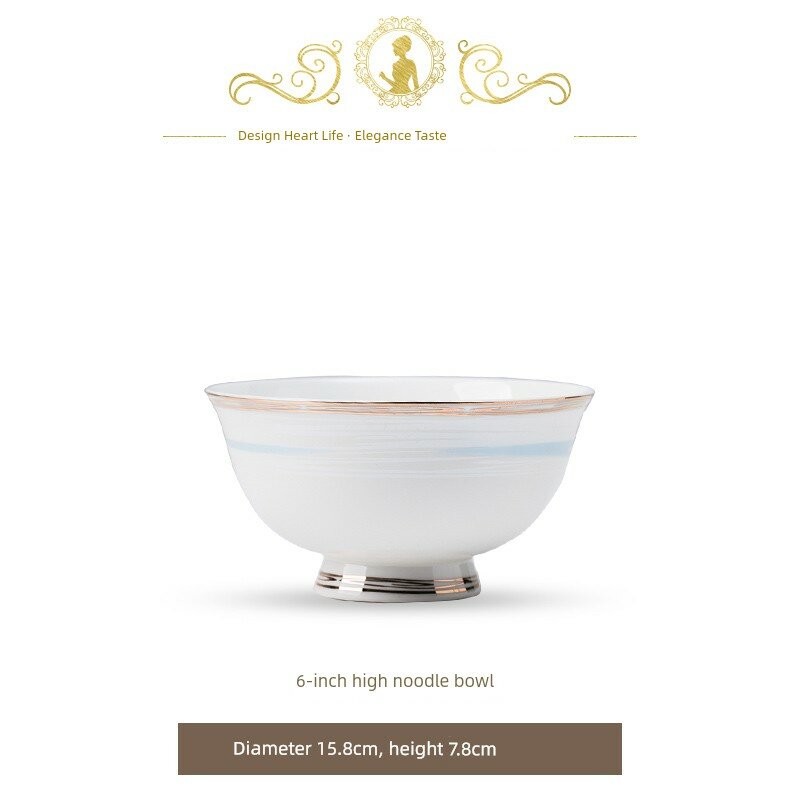 Набор посуды для Нового года 2025: тарелки и миски, домашний набор из костяного фарфора класса люкс (Цзиндэчжэнь),