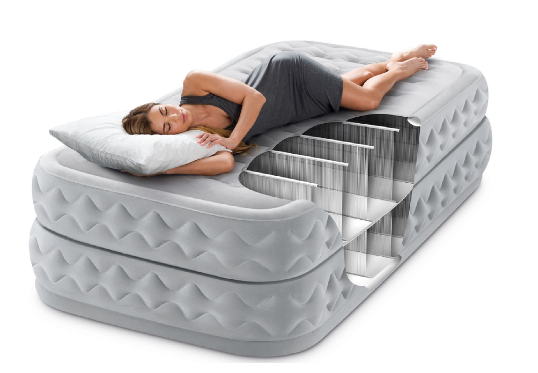 Надувная Premium кровать 99 х 191 х 51см, насос 220В, Intex 64488