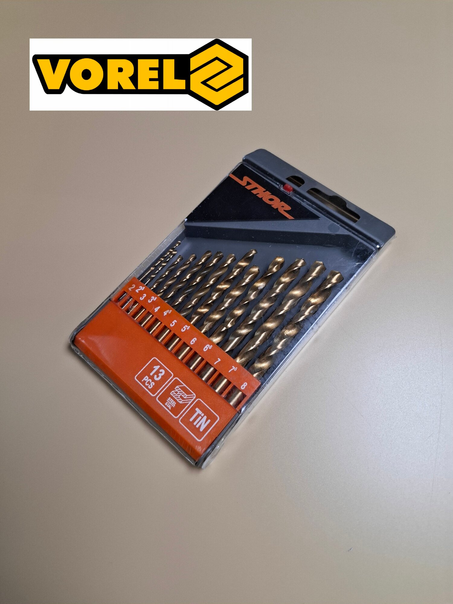 Набор свёрл по металлу VOREL HSS титан. 2,0-8,0 мм, 13 шт, 22310