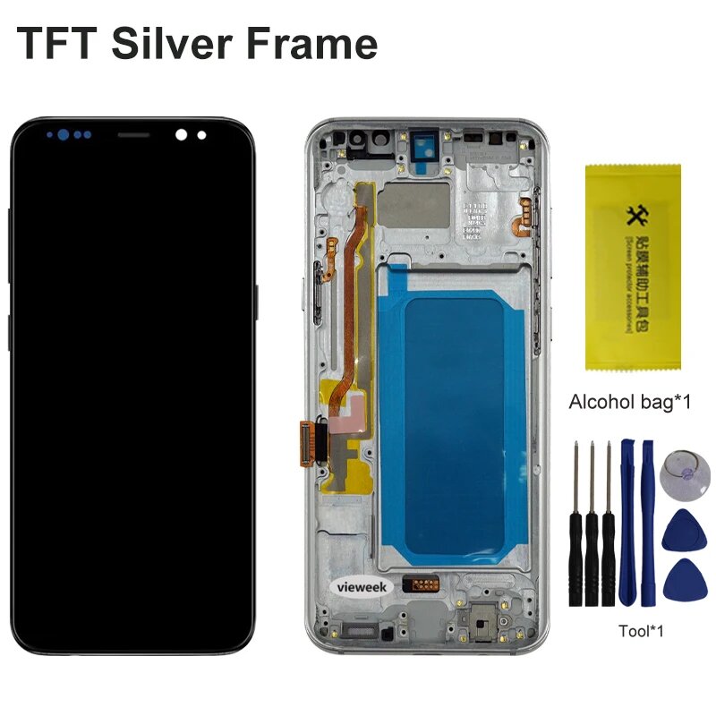 TFT-экран для Samsung Galaxy S8 Plus S8 + дисплей SM-G955F, SM-G955FD с заменой рамки сенсорного экрана в сборе TFT Silver Frame