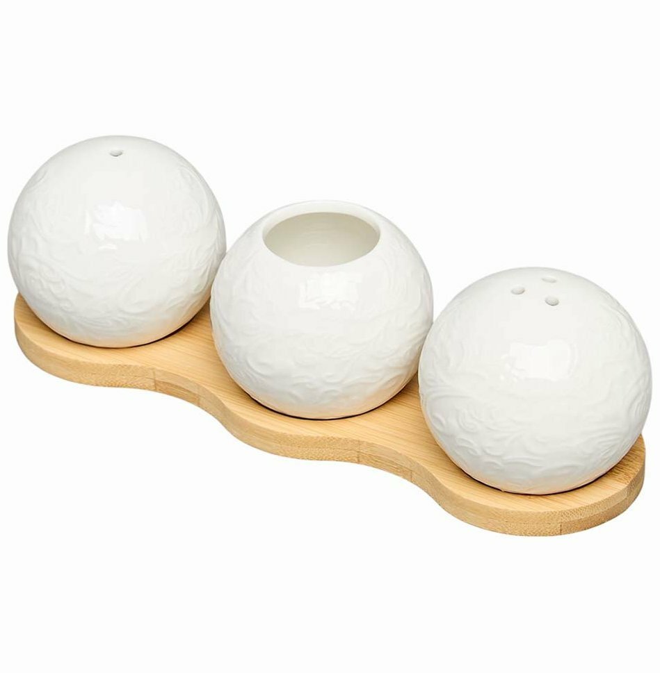 Набор для специй 3 предмета на деревянной подставке 20 х 6 х 6 см LEFARD "Muse" / 374371