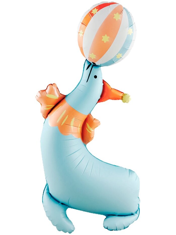 Воздушный шар фольгированный 3D 43" «Цирк. Весёлый тюлень», только под воздух