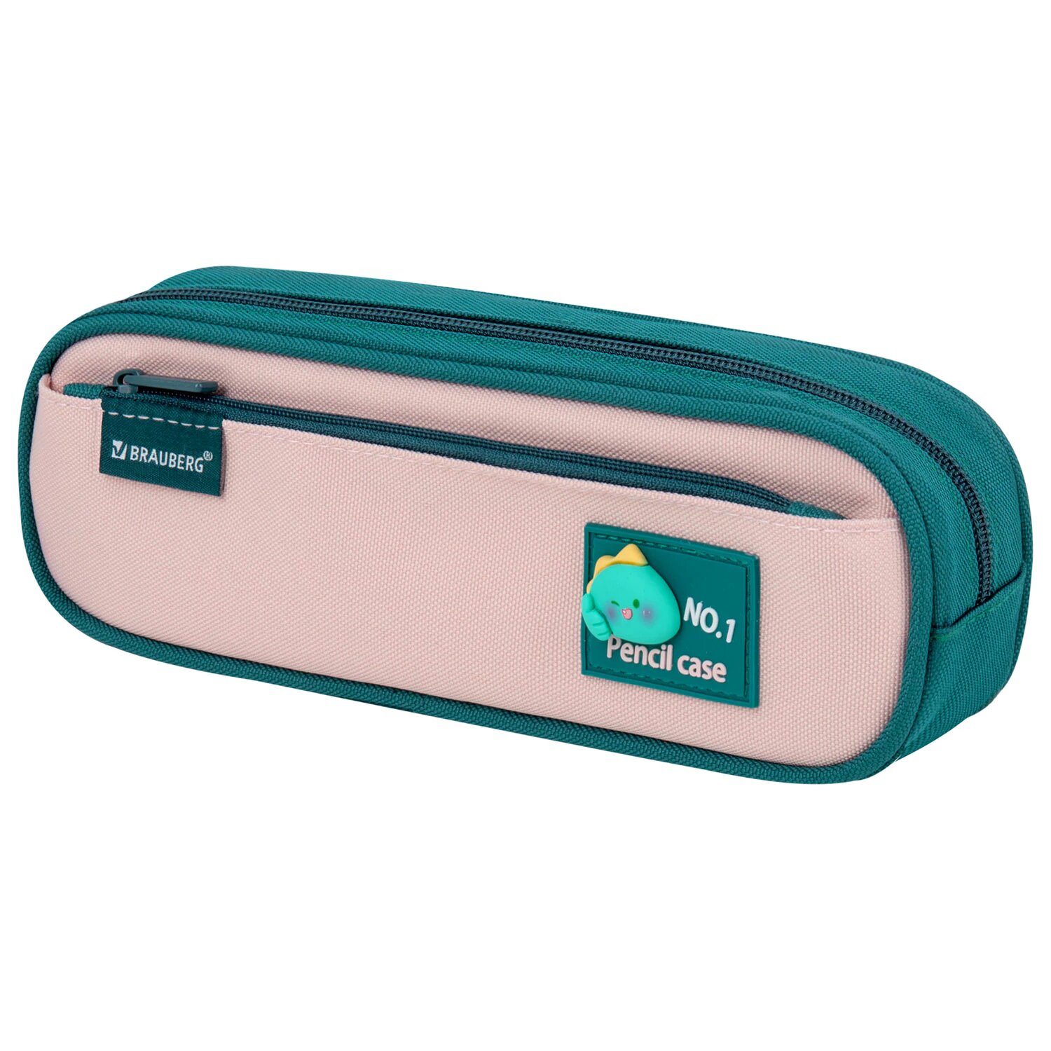 Пенал-футляр BRAUBERG, 2 отделения, 3D-элемент, полиэстер, "Fun dino", 2385 см, 273572