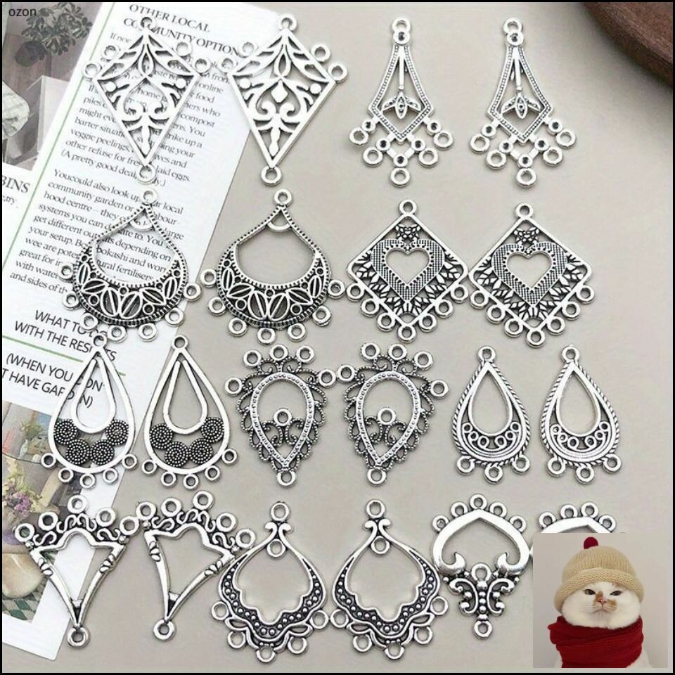 Набор Для Создания Украшений: 20 Штук Античных Серебряных Цветочных Подвесок-шармов-коннекторов Для Украшений В Стиле DIY