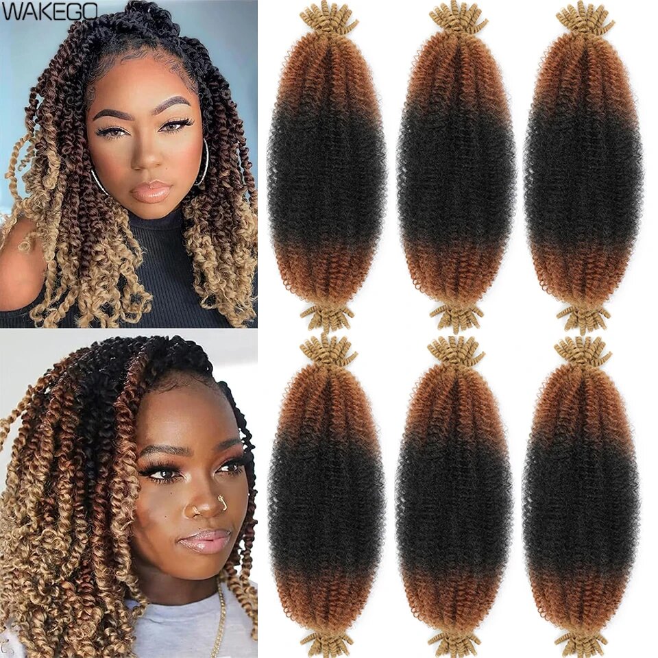 Wakego Springy Afro Twist волосы 12 16 24 дюйма 16 дюймов, 4 шт./лот, 1B 30 27 Color