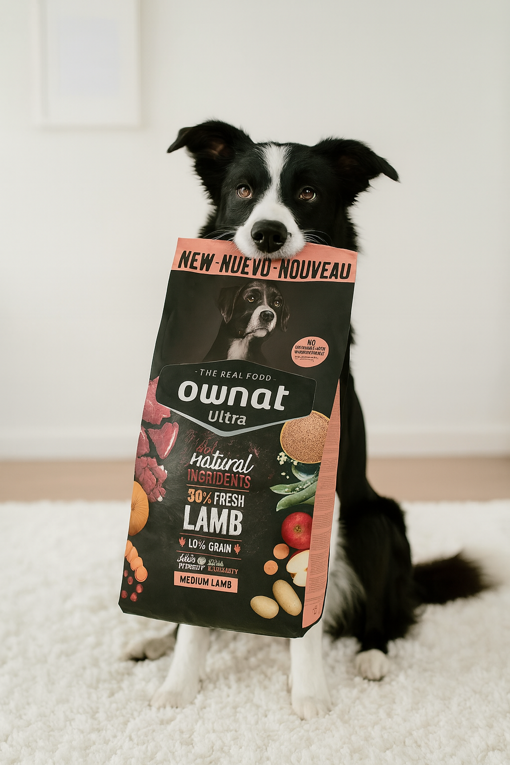 Сухой корм Ownat Ultra Medium Natural для собак средних пород, низкозерновой, с ягненком, 3 кг